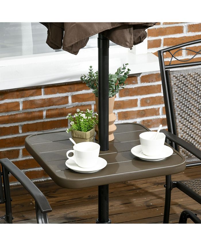 Outsunny 19" Beach Umbrella Table Tray, Slatted Instant Portable Beach ...