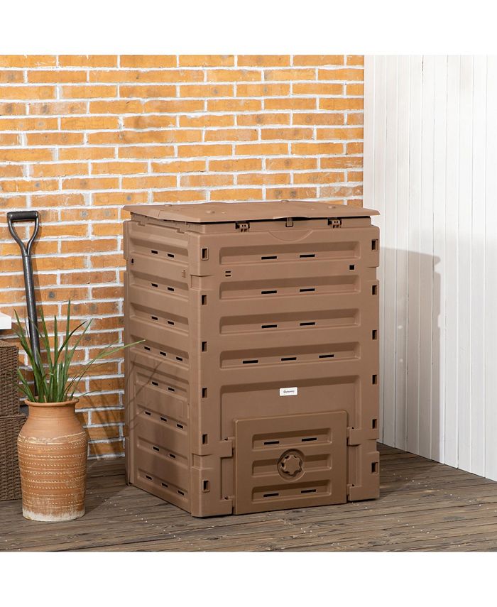 Outsunny Garden Compost Bin, 120 Gallon (450L) Garden Composter with 80 ...