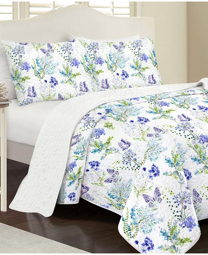 Elise and James Home Caira Floral Butterfly Wrinkle Resistant 3 Piece ...