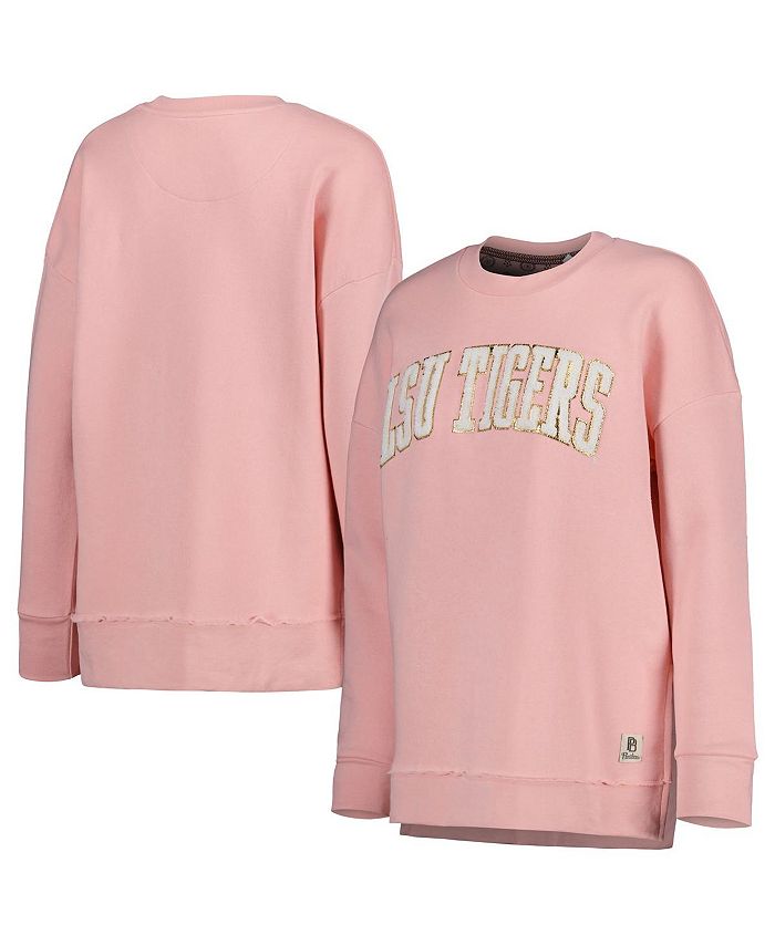 Pressbox Women's Pink LSU Tigers La Jolla Fleece Pullover Sweatshirt ...
