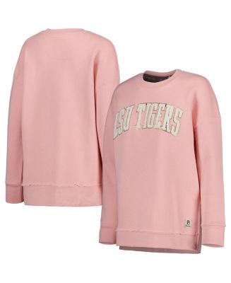 Women's Pressbox Pink LSU Tigers La Jolla Fleece Pullover Sweatshirt ...