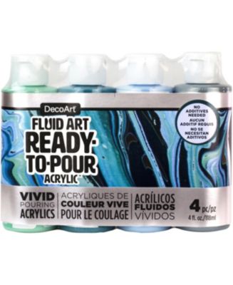 Deco Art Decoart Fluidart Paint Pouring Value Pack 4/Pkg-Silver Seas ...