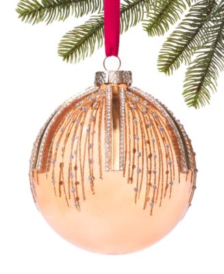 Holiday Lane Spiced Cider Gold Glitter Drip Ball Ornament, Created for ...