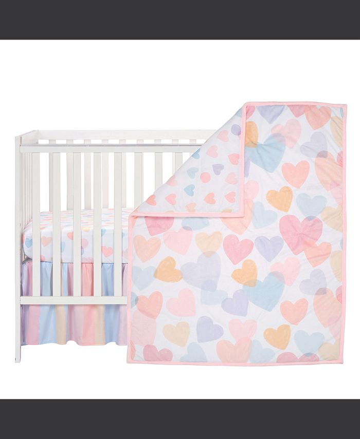 Bedtime Originals Rainbow Hearts Pink/Purple 3-Piece Baby Crib Bedding ...
