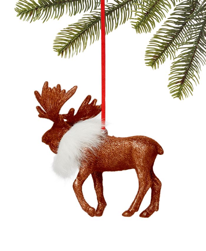 Holiday Lane Spiced Cider Glitter Moose Ornament, Created for Macy's ...