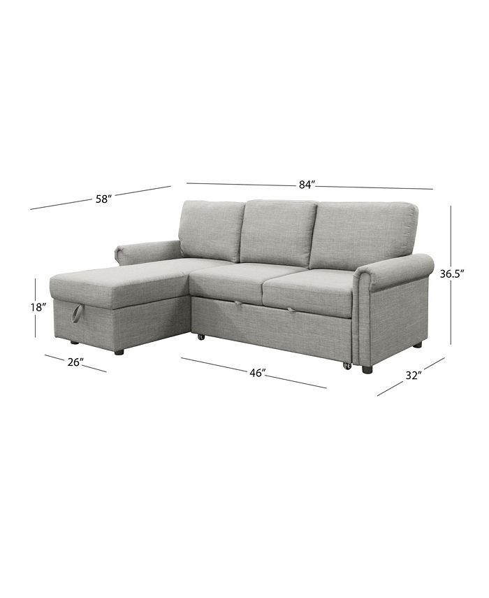 Abbyson Living Hamilton 2 Piece Storage Sofa Bed Reversible Sectional ...