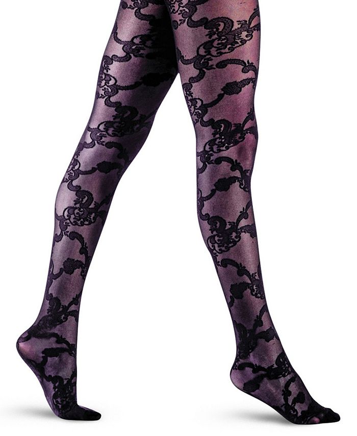 LECHERY Women's European Made Lace Print Tights - Macy's