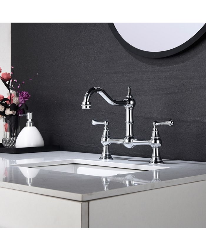 Simplie Fun Double Handle Widespread Kitchen Faucet with Traditional ...