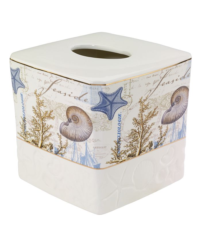 Avanti Antigua Starfish & Seashells Ceramic Tissue Box Cover - Macy's