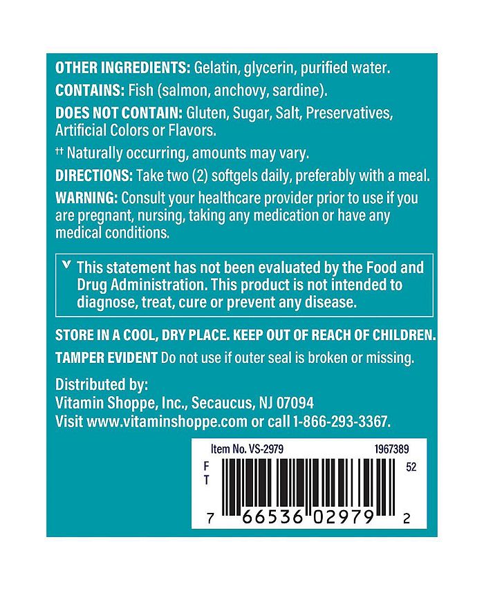 The Vitamin Shoppe Omega 3-6-9 Essential Fatty Acids - Supports ...