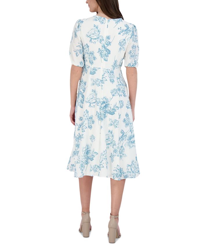 Sandra Darren Women's Floral-Print Puff-Sleeve Midi Dress - Macy's