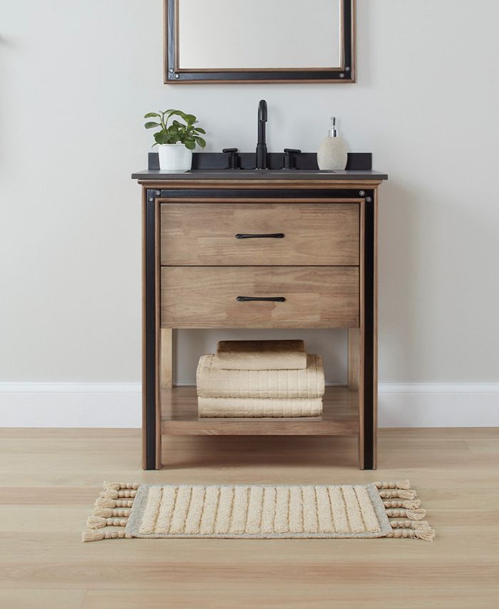 Lucky Brand Overtufted Cotton Fringe Bath Rug, 17" x 32" - Macy's