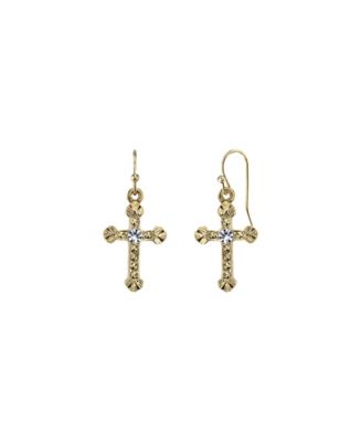 2028 Crystal Cross Drop Earrings - Macy's
