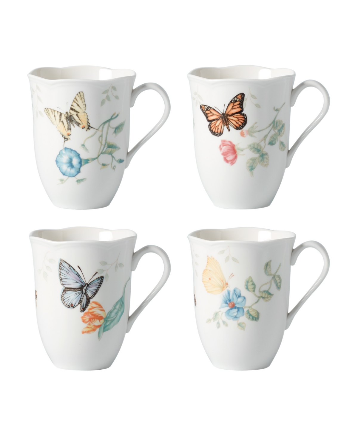 Lenox Butterfly Meadow Mugs  Set of 4 - Multi And White
