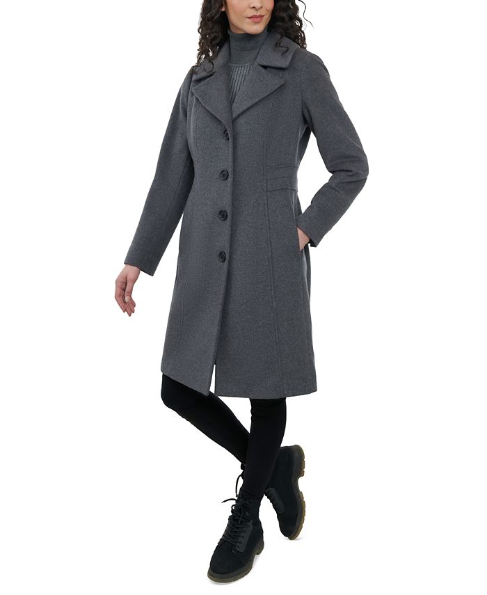 Anne Klein Women's Single-Breasted Wool Blend Walker Coat, Created for ...