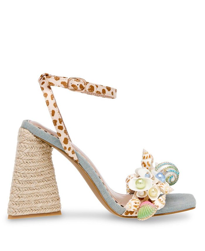 Betsey Johnson Women's Anckor Seashell Embellished Heel Sandals - Macy's