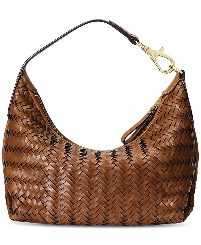Lauren Ralph Lauren Kassie Woven Leather Medium Shoulder Bag - Macy's