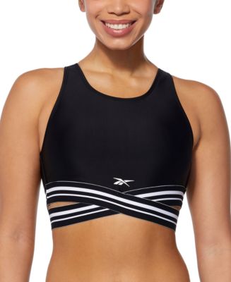 Reebok Women's Striped-Trim Racerback Bikini Top - Macy's