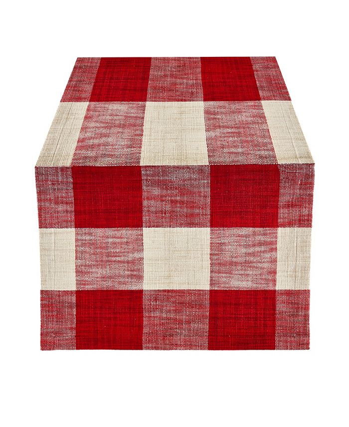 Tableau Monroe Check Cranberry Table Runner, 72" - Macy's