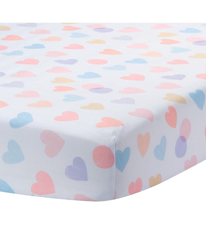 Bedtime Originals Rainbow Hearts White/Peach/Purple Baby Fitted Crib ...