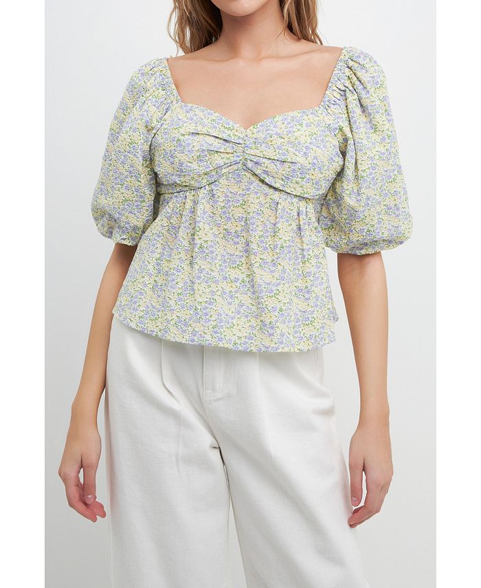 Free the Roses Women's Floral Tied Back Top - Macy's