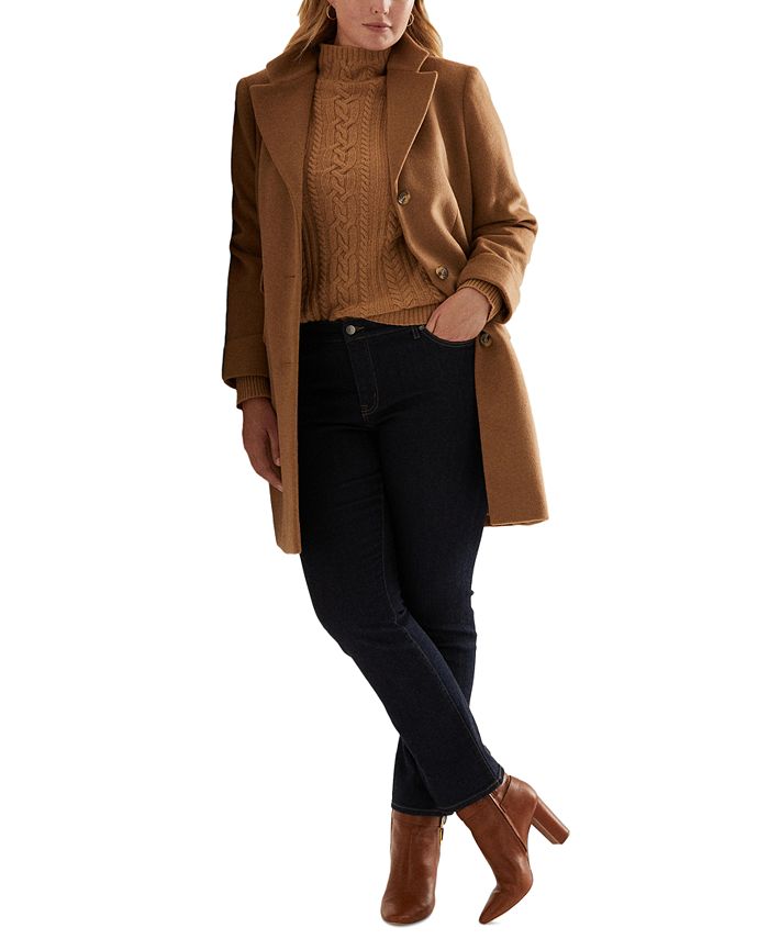 Lauren Ralph Lauren Women's Plus Size Notched-Collar Walker Coat - Macy's