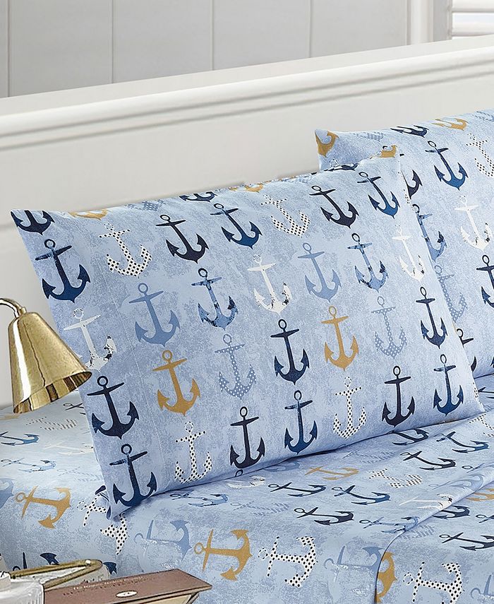 Harper Lane Anchors Away Microfiber 4 Piece Sheet Set, Full - Macy's