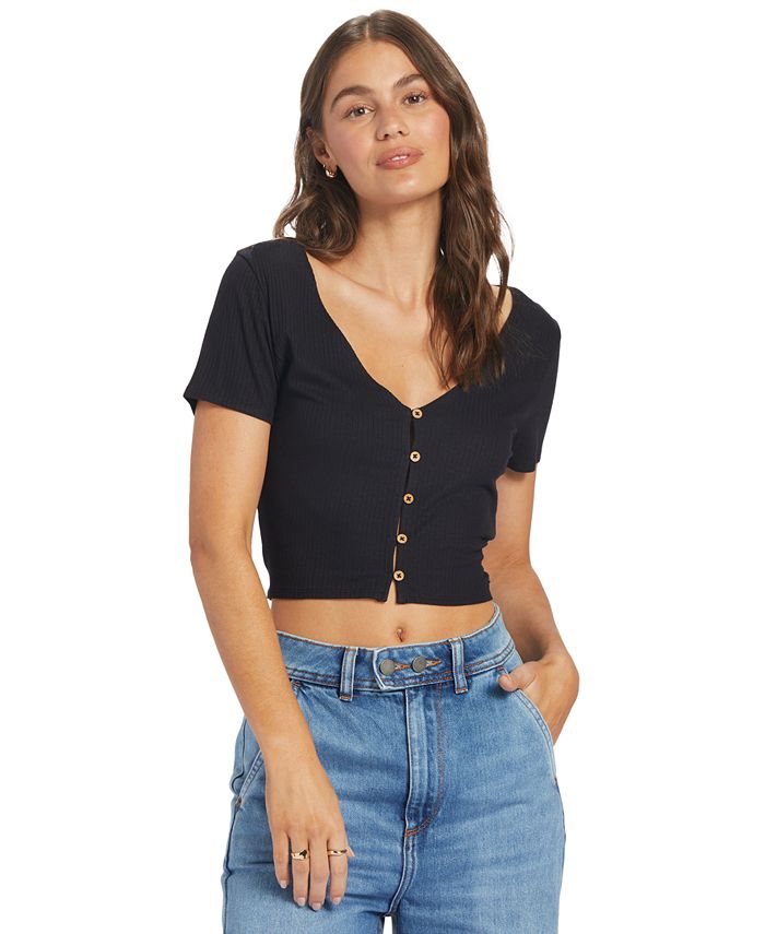Roxy Women's Born With It Button-Front Cropped Top - Macy's