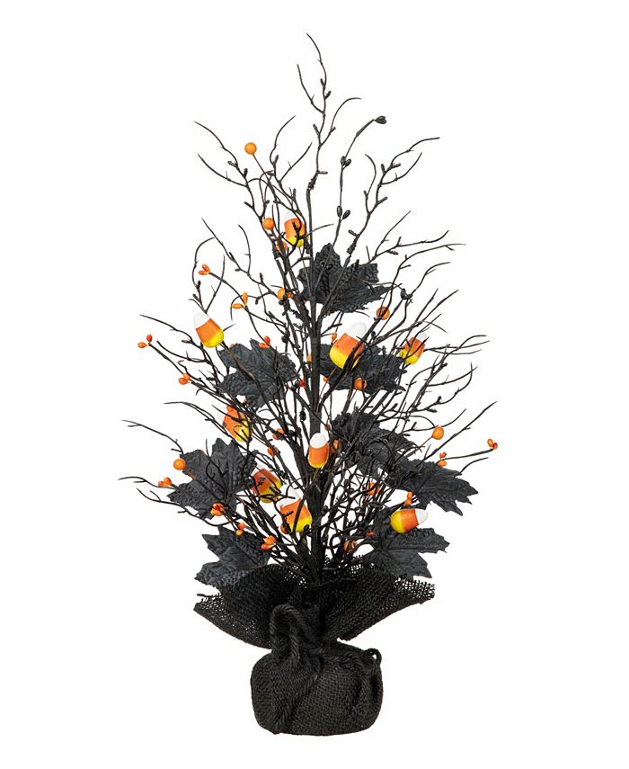 Glitzhome 21" H Lighted Halloween Candy Corn Berries Table Tree - Macy's