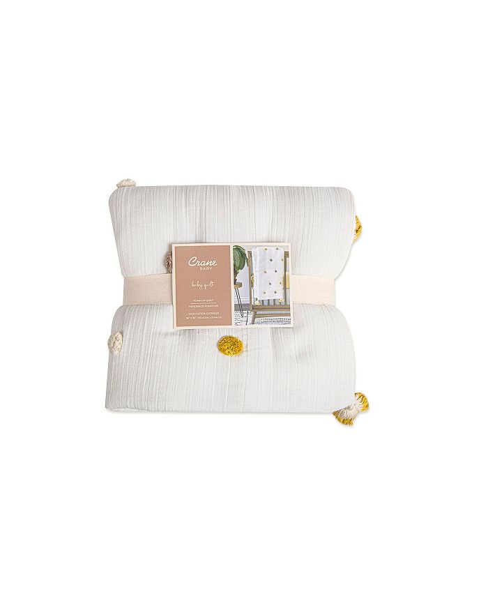 Crane Baby Baby Girls Kendi Pom Pom Quilted Blanket - Macy's