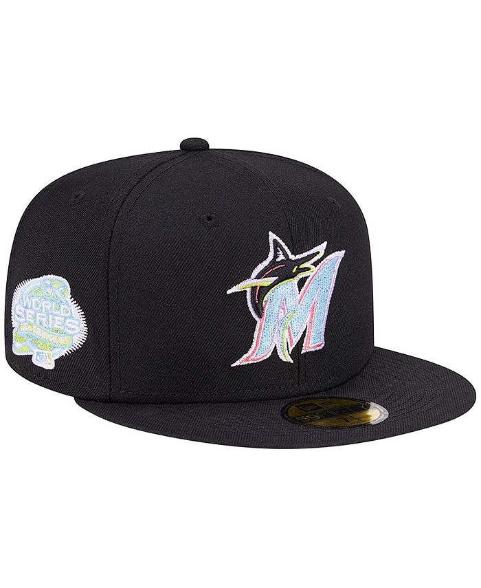 New Era Men's Black Miami Marlins Multi-Color Pack 59FIFTY Fitted Hat ...