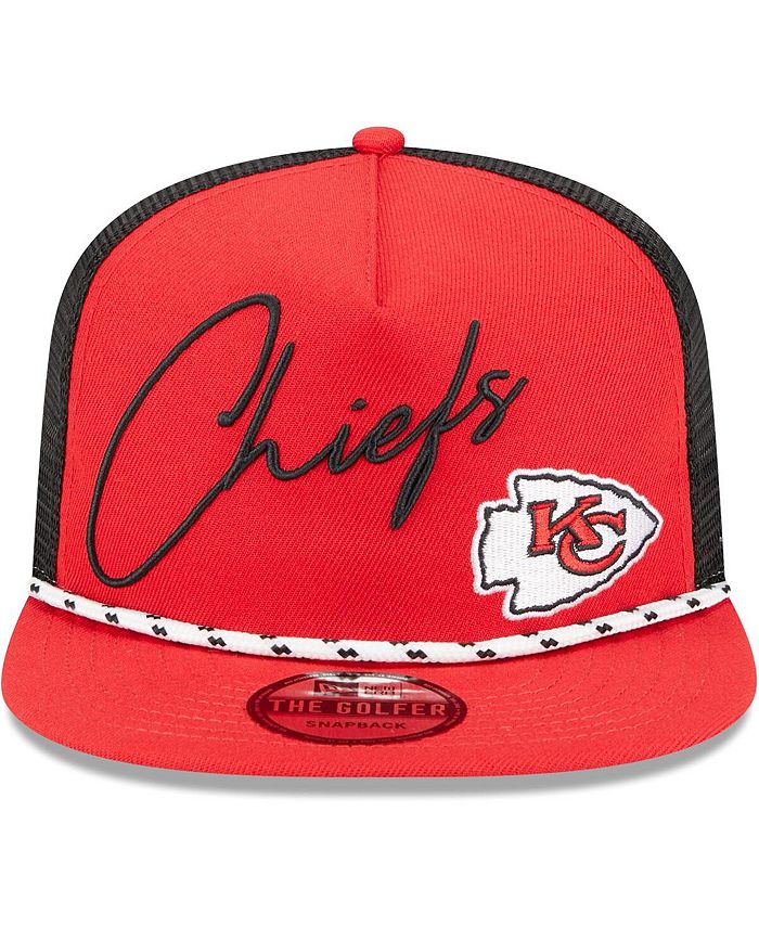 New Era Men's Red Kansas City Chiefs Script Logo Golfer 9FIFTY Snapback ...