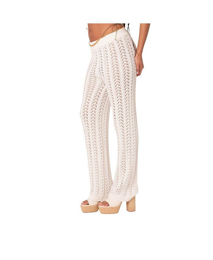 Edikted Women's Crochet Long Pants With Elastic Waistband - Macy's