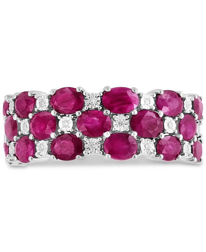 EFFY Collection EFFY® Ruby & Diamond Cluster Ring in Sterling Silver ...