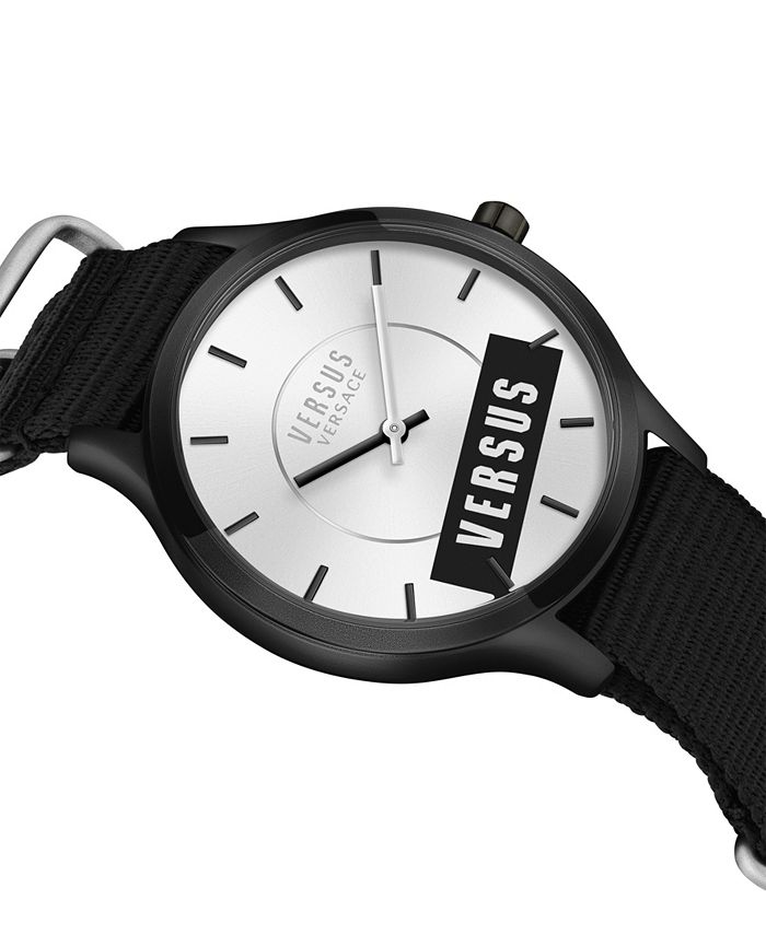Versus Versace Men's Two-Hand Quartz Less Black Nylon Strap 40mm - Macy's