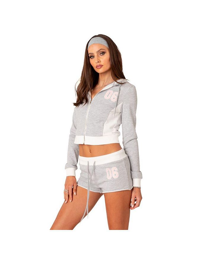 Edikted Women's Fitted Zip Up Hoodie With Patch - Macy's