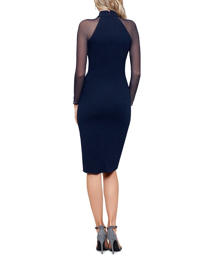 Betsy And Adam Womens Illusion Sleeve Mock Neck Sheath Dress Macys