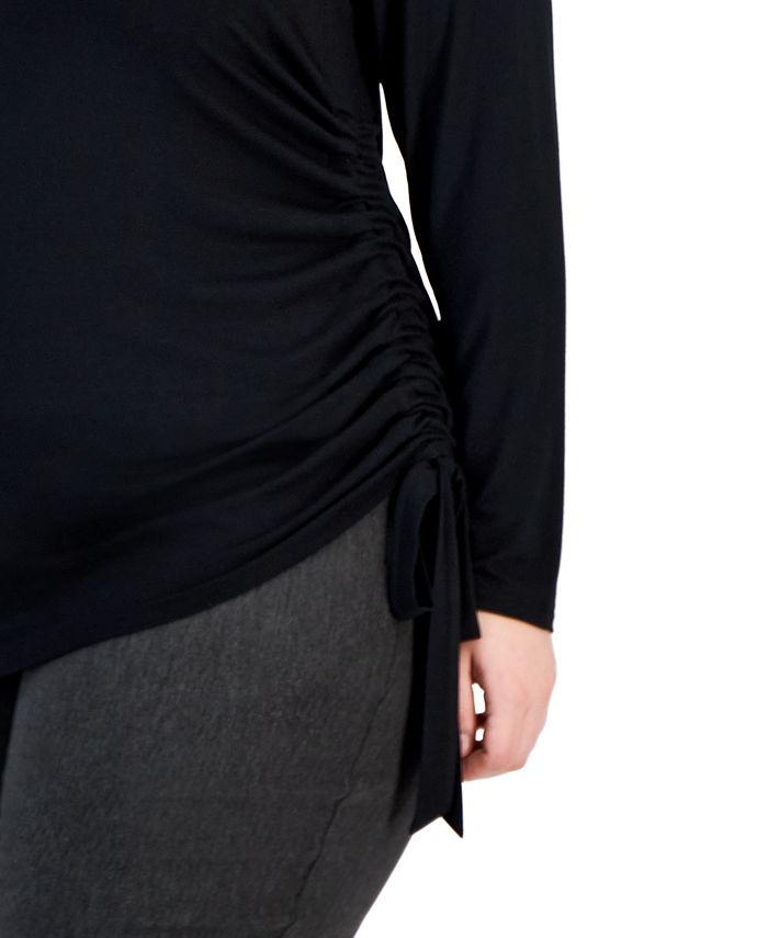 I N C International Concepts Plus Size Side Ruched Long Sleeve Tunic