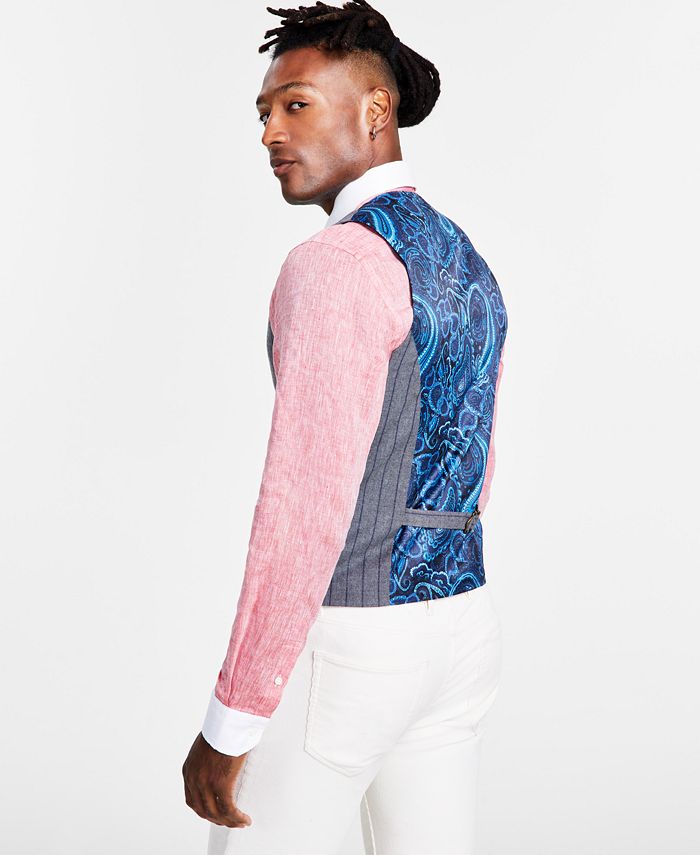 Tayion Collection Men's Classic-Fit Pinstripe Suit Separates Vest - Macy's