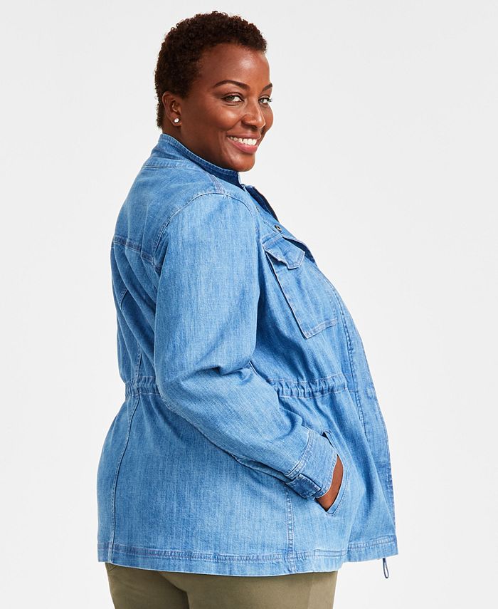 Style & Co Plus Size Chambray Field Jacket, Created for Macy's - Macy's