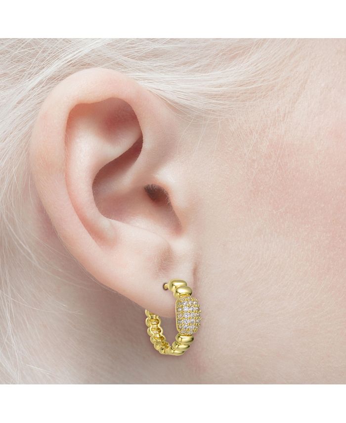 Rachel Glauber 14k Yellow Gold Plated With Cubic Zirconia Scalloped