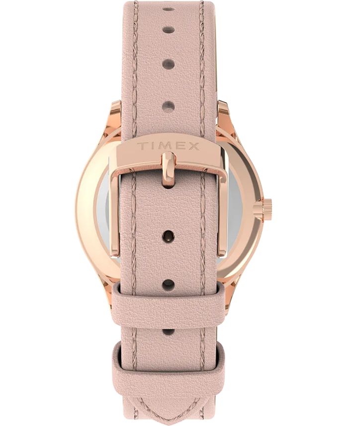 Timex Women's Quartz Analog Modern Easy Reader Pink Leather Watch, 32mm ...