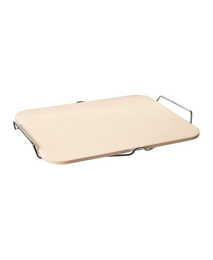 Pizzacraft Rectangular Ceramic Pizza Stone With Wire Frame (15 X 12 ...