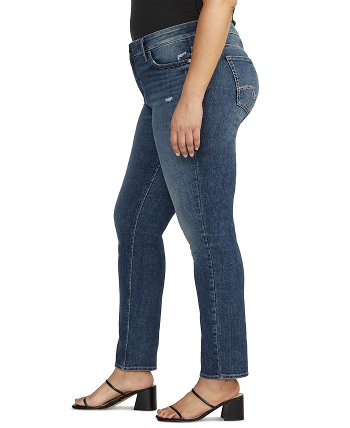 Silver Jeans Co. Plus Size Elyse Straight-Leg Jeans - Macy's