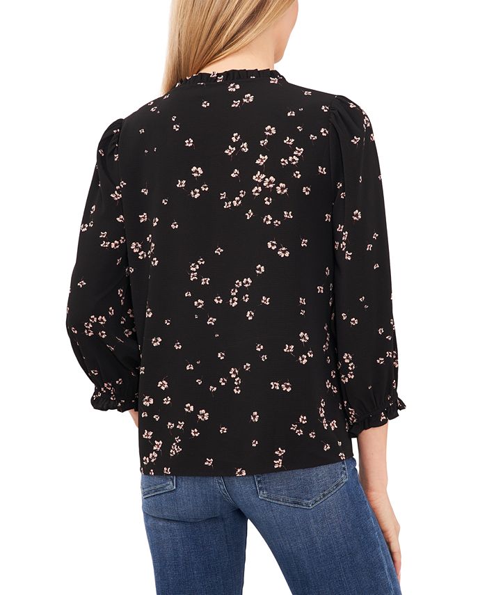 Cece Womens Floral Print Button Front Blouse Macys