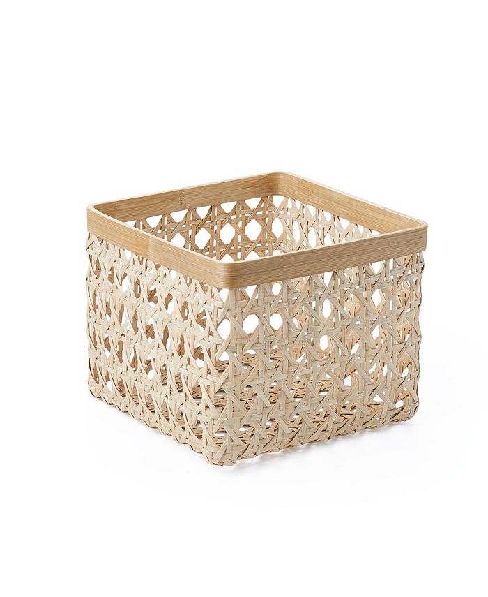 Baum 2 Piece Square Natural Cane with Bamboo Rim - Macy's