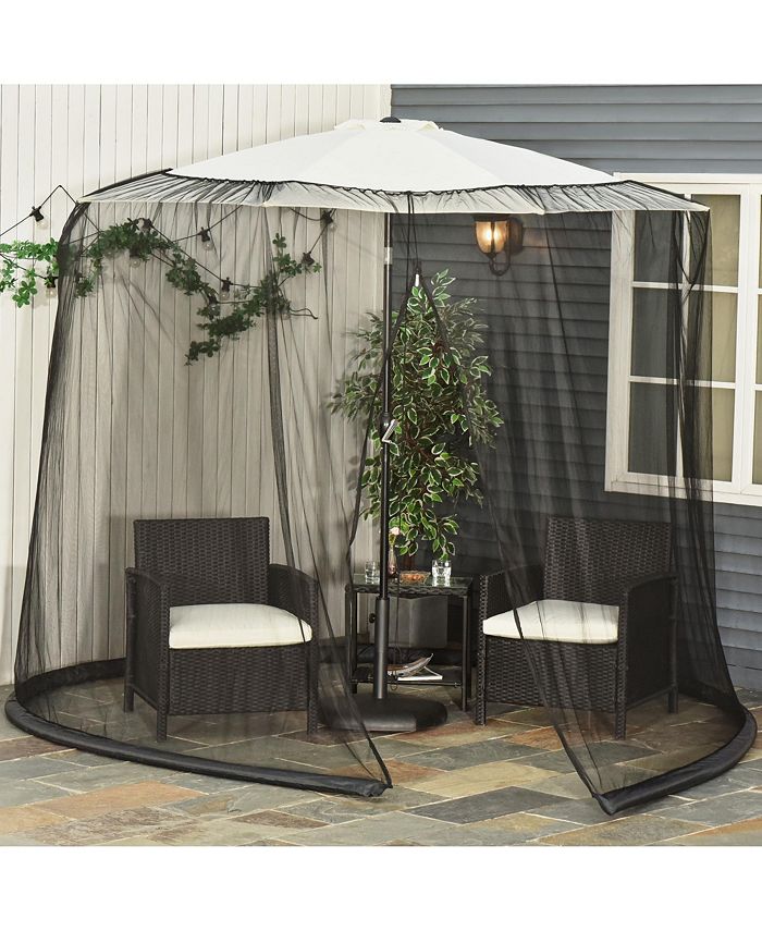 Outsunny 7.5' Outdoor Patio Mesh Screen for Umbrellas Screen Net with ...
