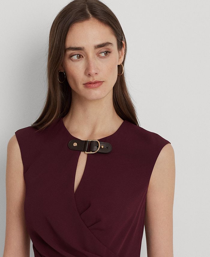 Lauren Ralph Lauren Women's Buckle-Trim Georgette Cap-Sleeve Dress - Macy's