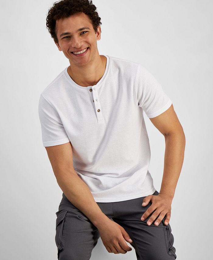 And Now This Men's Regular-Fit Textured Ottoman Ribbed-Knit Henley ...