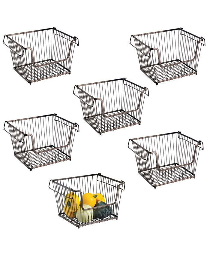 mDesign Stackable Storage Basket with Handles, 6 Pack - Macy's